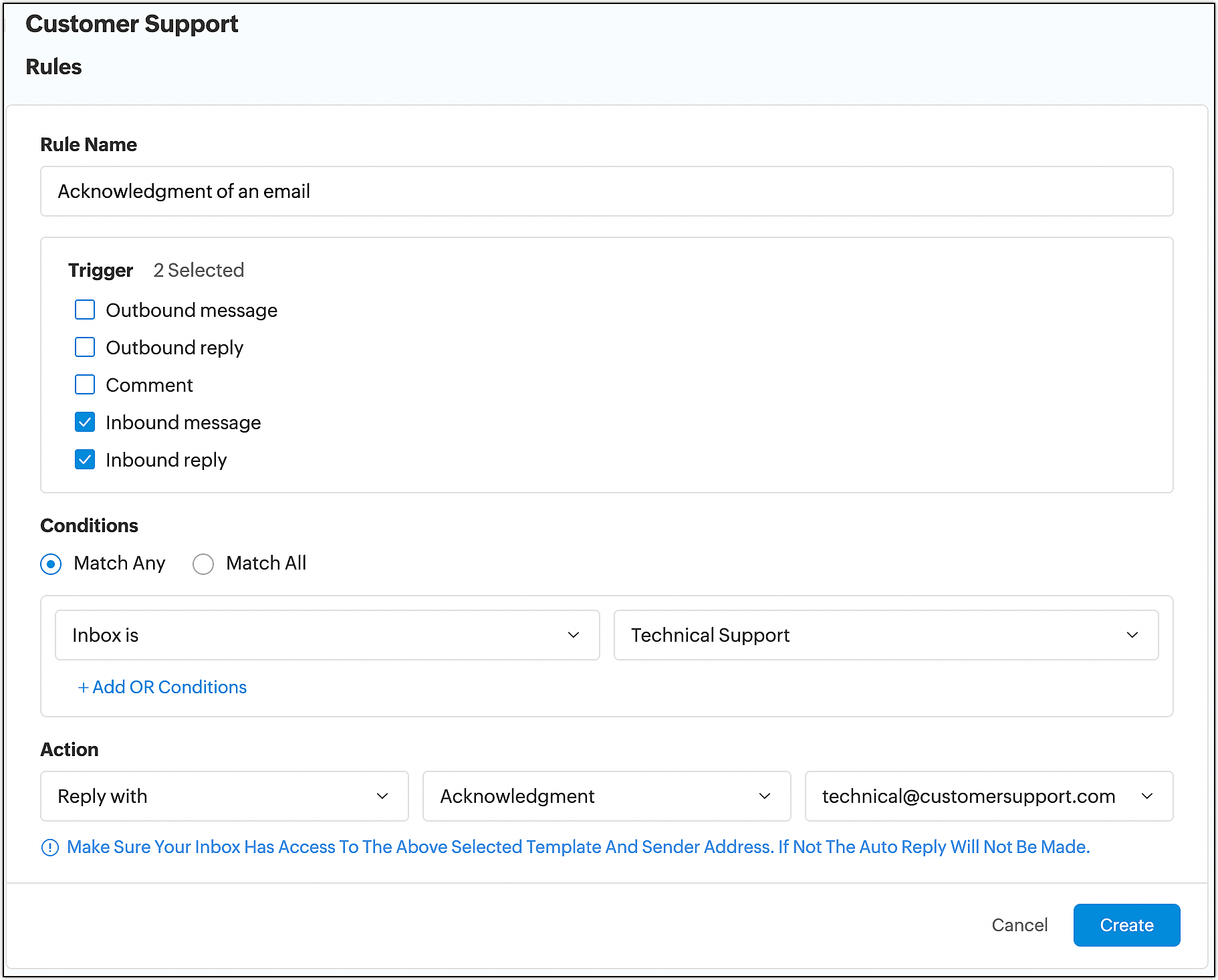Set up auto reply in shared inboxes (+examples) | Zoho TeamInbox