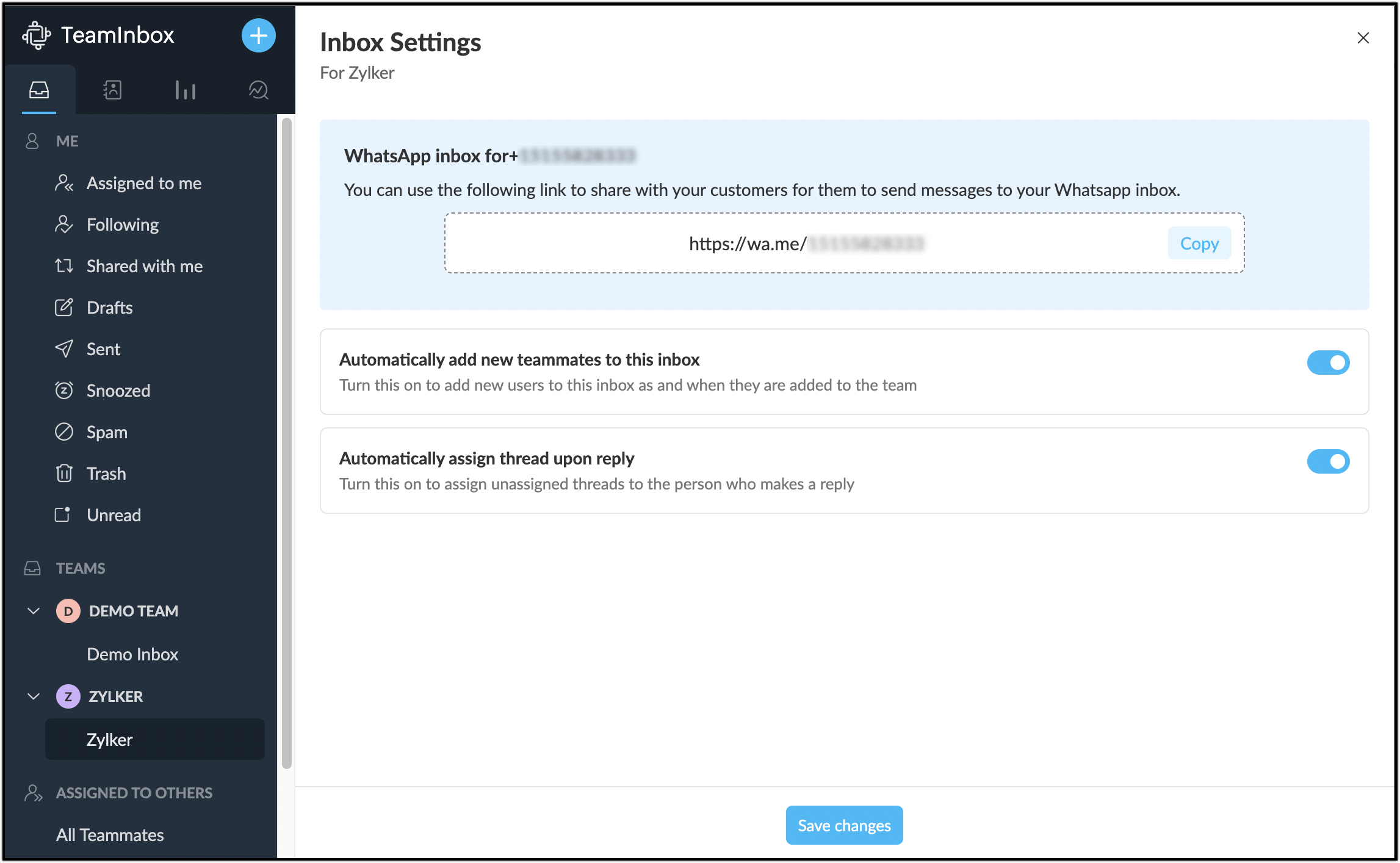How to create a WhatsApp inbox | TeamInbox by Zoho Mail